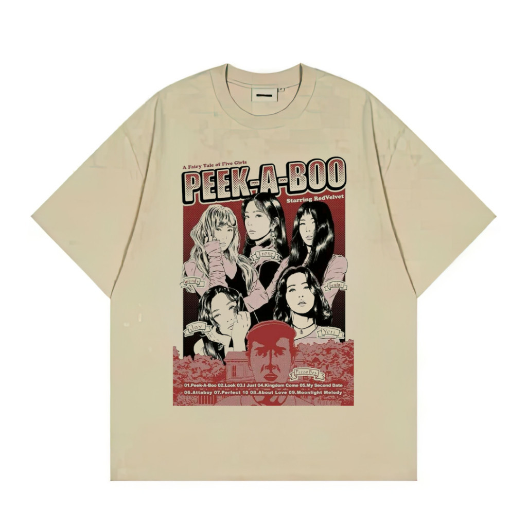 ใหม่ เสื้อยืด Mad Be Happy "Peek-A-Boo Red Velvet" โอเวอร์ไซส์ | ครีม ...