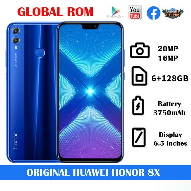 Huawei Honor 8x 6GB/128GB Global ROM สมาร์ทโฟนใหม่ 95% | Shopee Thailand