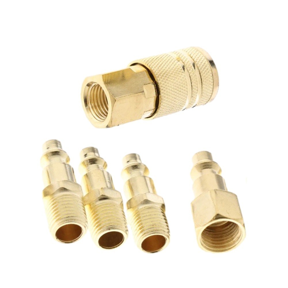 [DRM] 5 ชิ้นทองเหลือง Quick Coupler ท่อลมสาย End Connector ชุดสําหรับ ...