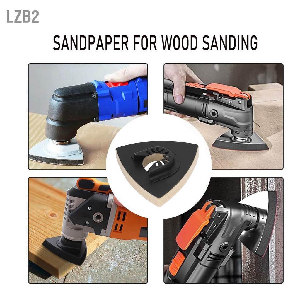 LZB2 แผ่นขัดขนแกะ 5 ชิ้นพร้อมฐานเหล็กโลหะผสมสามเหลี่ยมแผ่นขัดสักหลาดสำหรับเครื่องมือสั่น ...