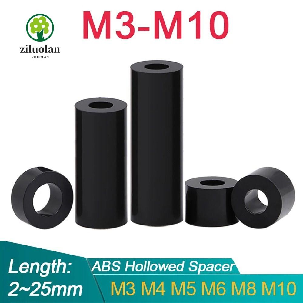 Ziluolan 10 ชิ้น/แพ็ค ABS Spacer, ทีวีติดตั้งคอลัมน์เสา M3-M10 Hollow Standoff, สีดํารอบ PCB ...