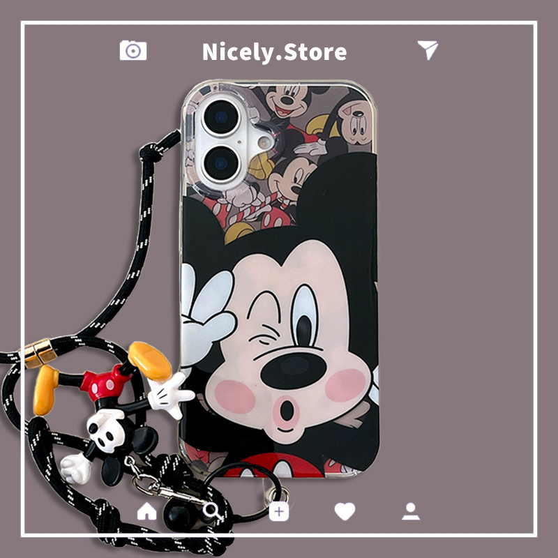 น่ารัก Pout Mickey Mouse จี้เคสโทรศัพท์สําหรับ iPhone 16 15 14 13 Pro ...