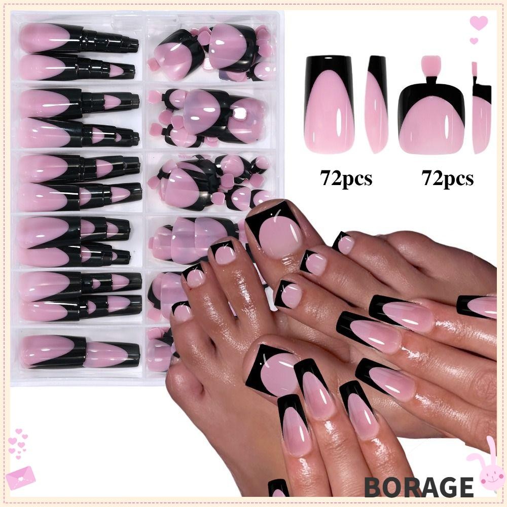 BORAG เล็บปลอม,คลาสสิกยาว Ballerina เล็บปลอมและเล็บเท้าชุด,ที่ถอดออกได้ภาษาฝรั่งเศสคําคลุม ...