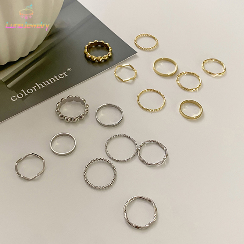 COD💖Simple Ring Female Cool Style Prime Ring Personalized 8 Pieces Set ...