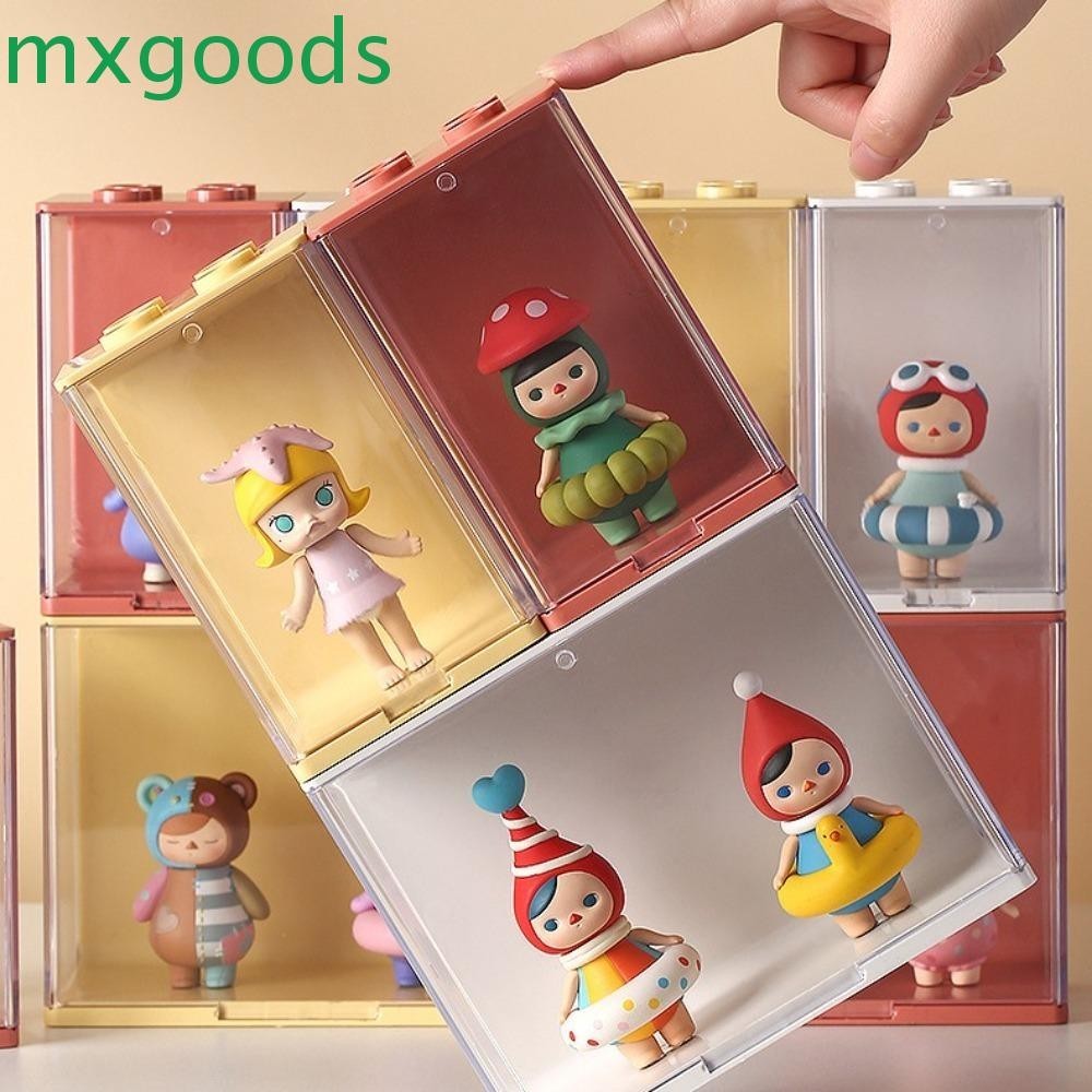 Mxgoods Labubu กล่องแสดง, ขาตั้งจอแสดงผลตุ๊กตาอะคริลิคเดี่ยวกันฝุ่น, กล่องสี่เหลี่ยมหนาซ้อนตู้ ...