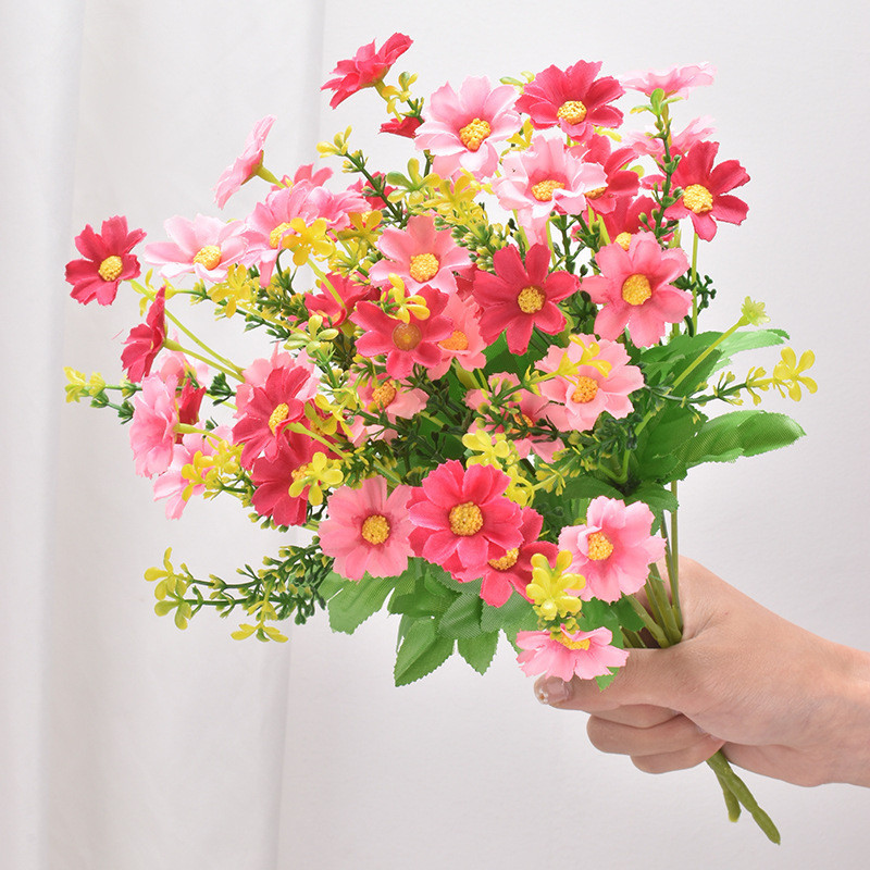 7 ส้อม Daisy Orchid ช่อดอกไม้ประดิษฐ์สําหรับตกแต่งห้องนั่งเล่นในบ้านงาน ...