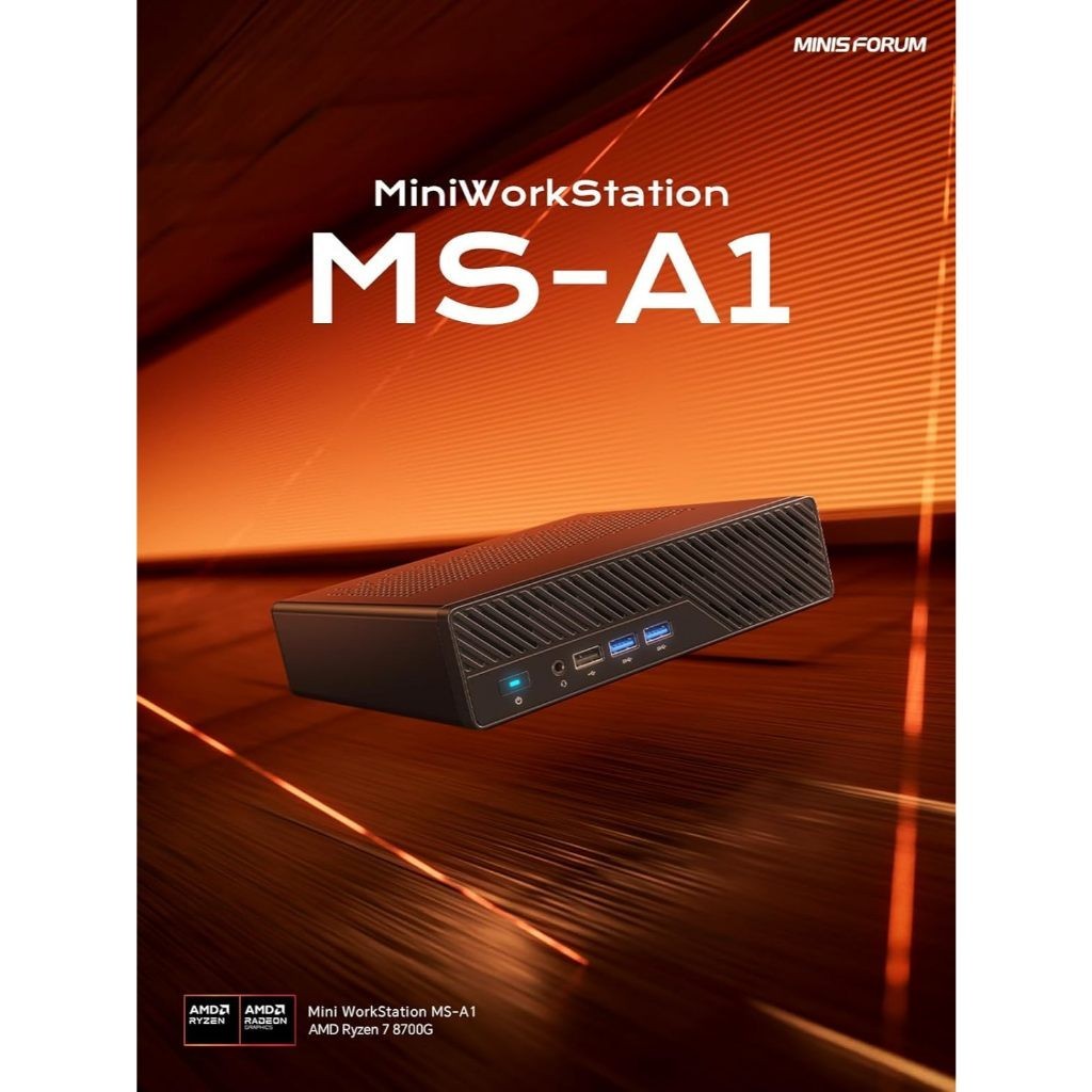คอมพิวเตอร์แบบ mini-PC Minisforum MS-A1 Mini Workstation Supports AM5 AMD Ryzen AI 7 8700G ...
