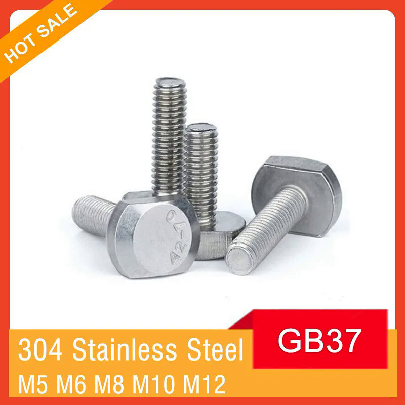 M5 M6 M8 M10 M12 GB37 A2-70 304 Stainless Steel T Shape Type Rectangle Hammer Head Bolt Screw ...