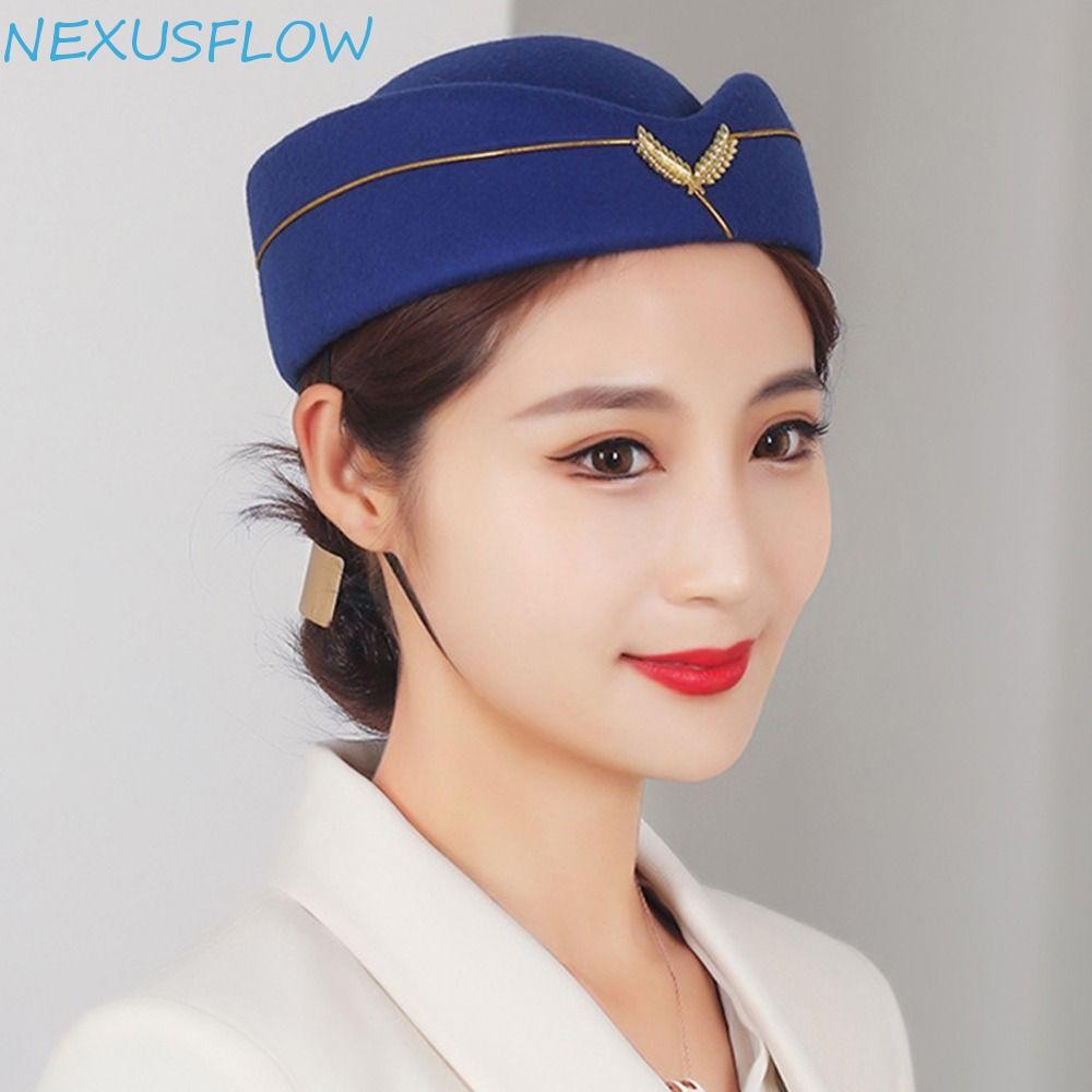 Nexusflow Stewardess Berets หมวก Elegant Ins Stage Performance รถไฟความเร็วสูงหมวกขนสัตว์ ...