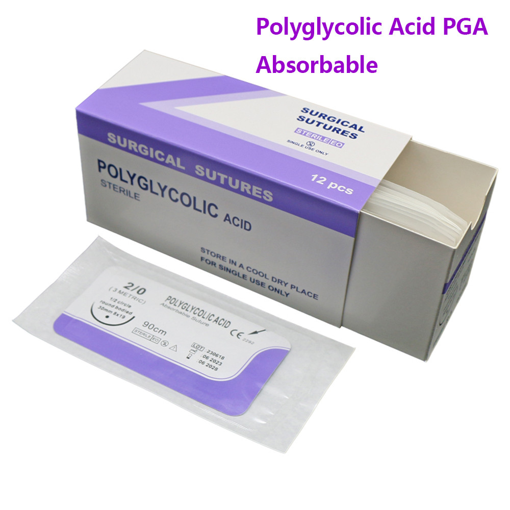Pga 12 ชิ้น 90 เซนติเมตรทิ้งสังเคราะห์ Absorbable ผ่าตัดเย็บด้วยเข็ม ...