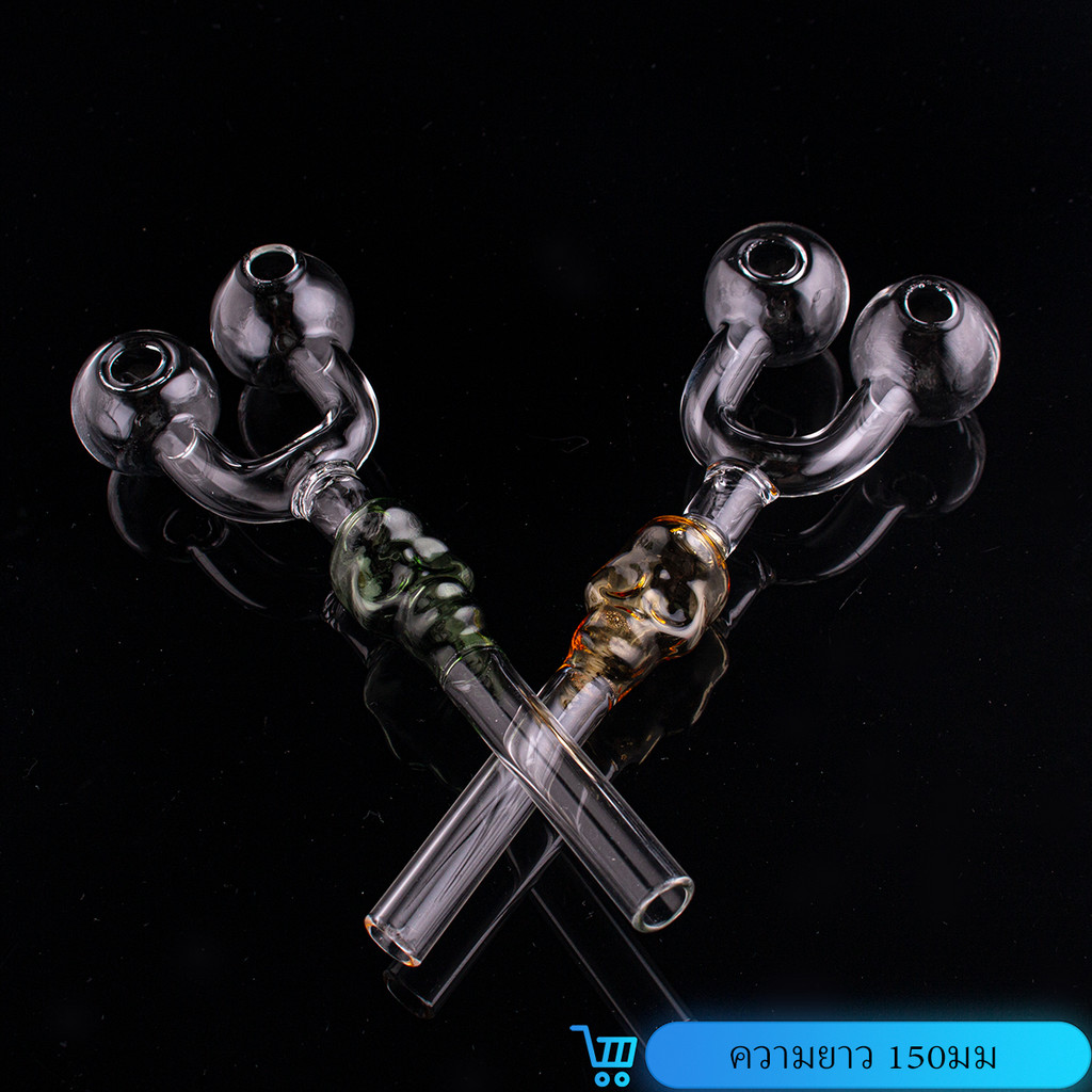 หลอดทดลองแก้วดัดโค้ง Double Bubble หนา Pyrex Glass Oil Burner ท่อ ...