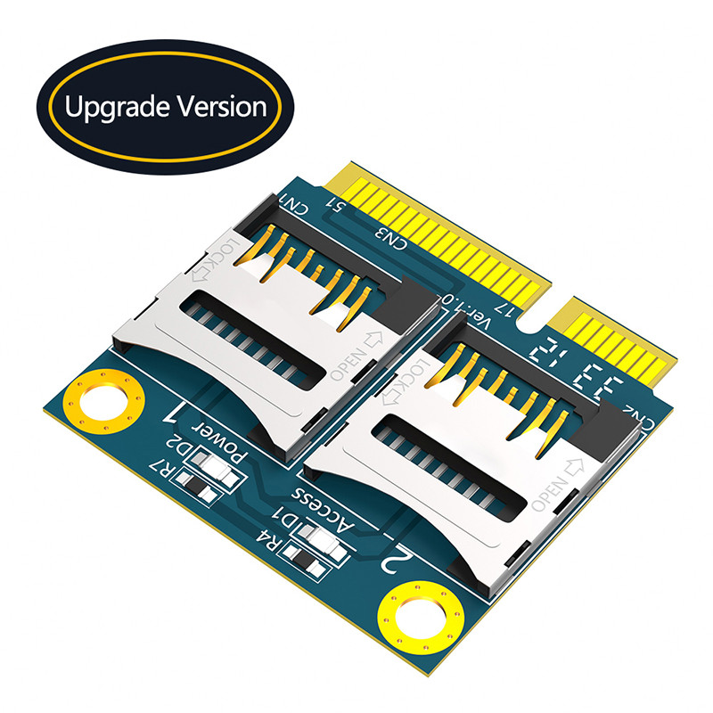 MINI PCIE TO dual Micro SD TF Card T-Flash Reader ADAPTER Riser พร้อม ...