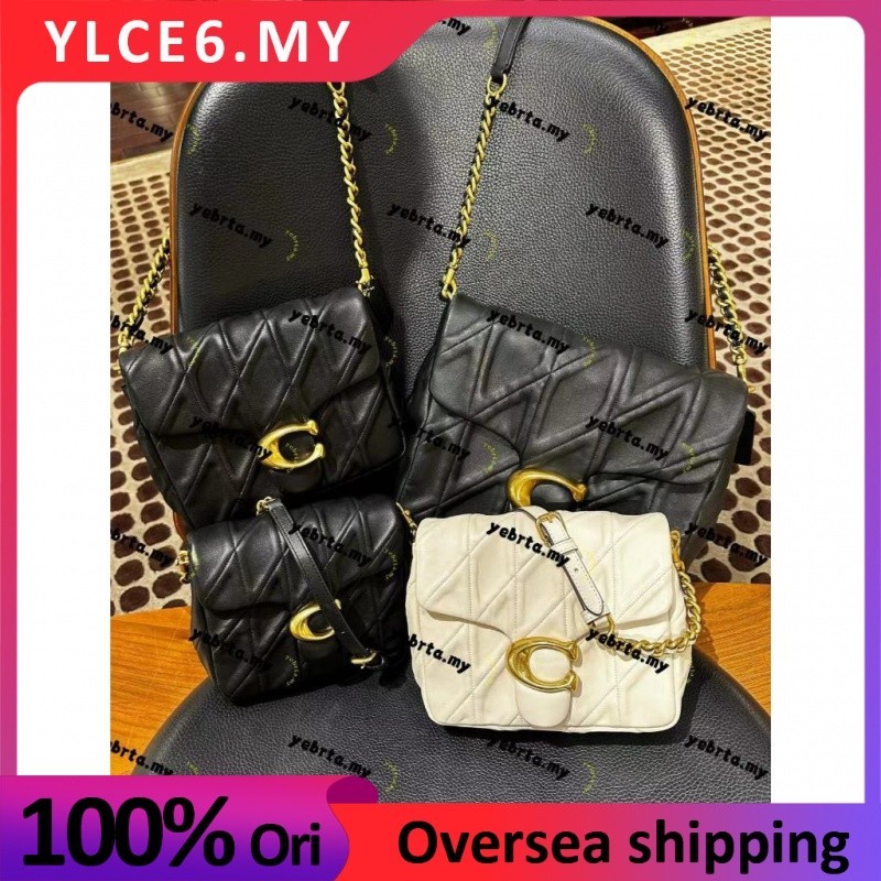 หนังแท้ กระเป๋าสะพาย พลิกปก กระเป๋า ผู้หญิง สายสะพายโซ่ ช่องซิป Times Square COAC H Tabby ...