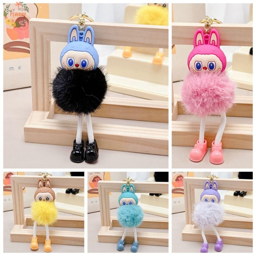 Pewany Labubu พวงกุญแจตุ๊กตา, Mini Anti-lost Labubu PVC จี้, พวงกุญแจรถ ...