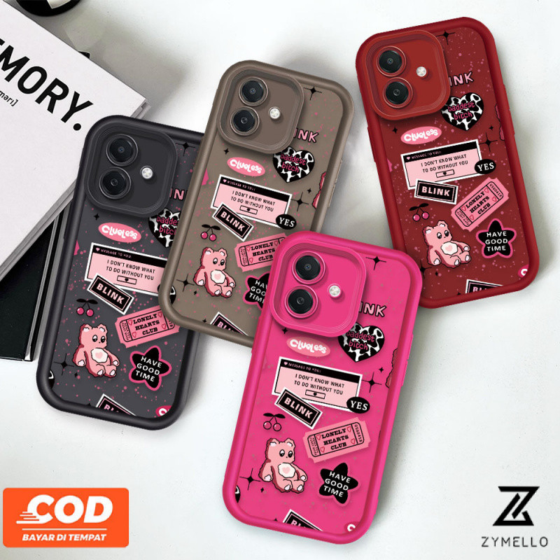 เคสโทรศัพท์ OPPO A3X A3 PRO A80 A60 A79 A38 A18 A17 A57 2022 4G A78 A58 A7 A5S A12 ป้ายสีชมพูหมี ...