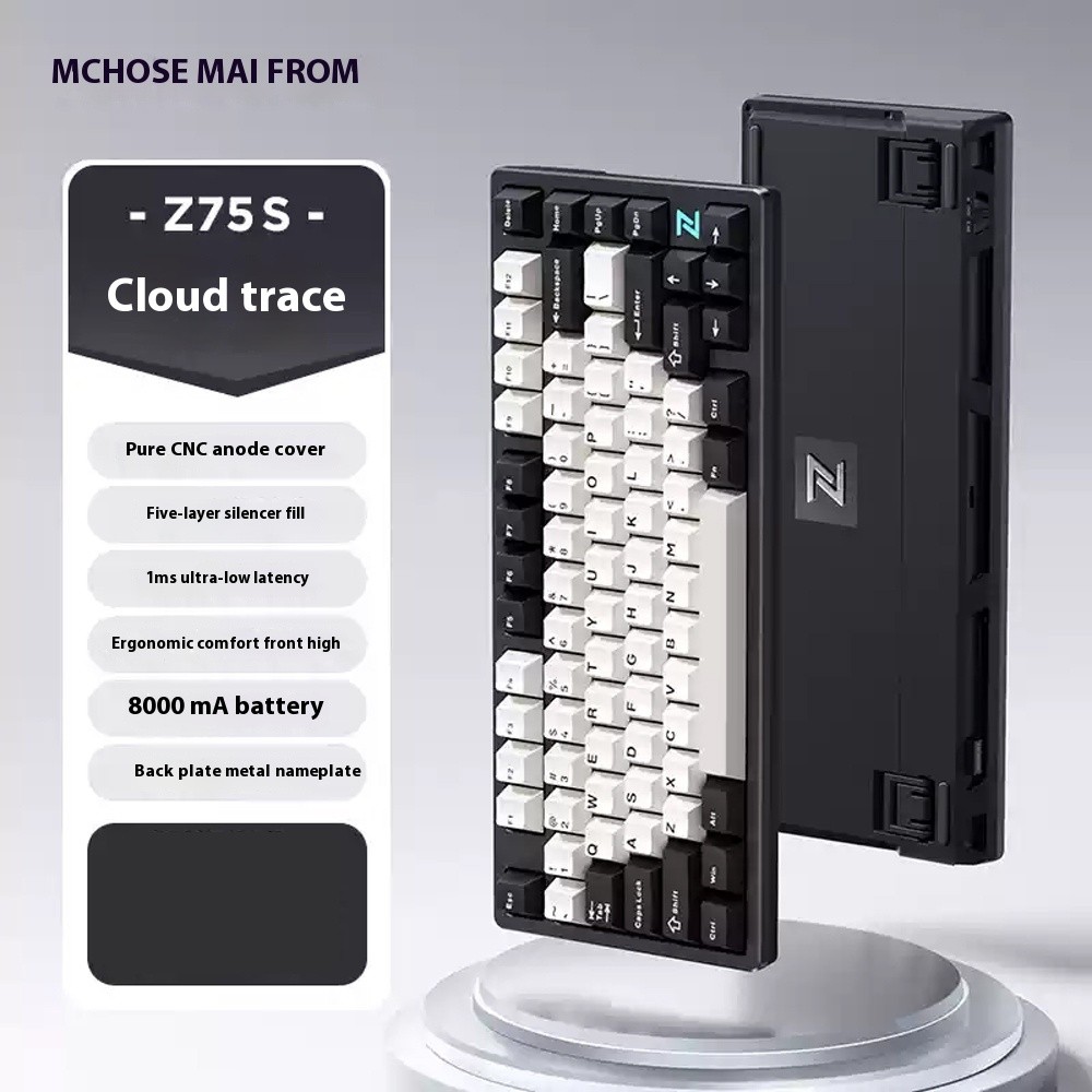 Mculies Z75S Mehcanical Keyboard คีย์บอร์ดไร้สาย Tri-mode Buletooth Hot Swap RGB อลูมิเนียมปะเก็ ...