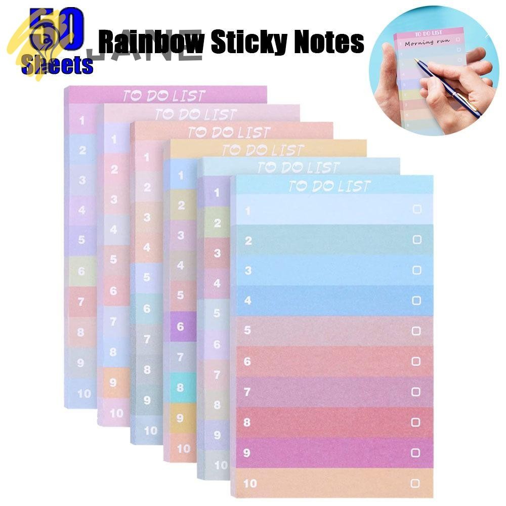 JANE Sticky Notes, 50 แผ่นหลากสี To Do List, Page Marker Office Rainbow ...