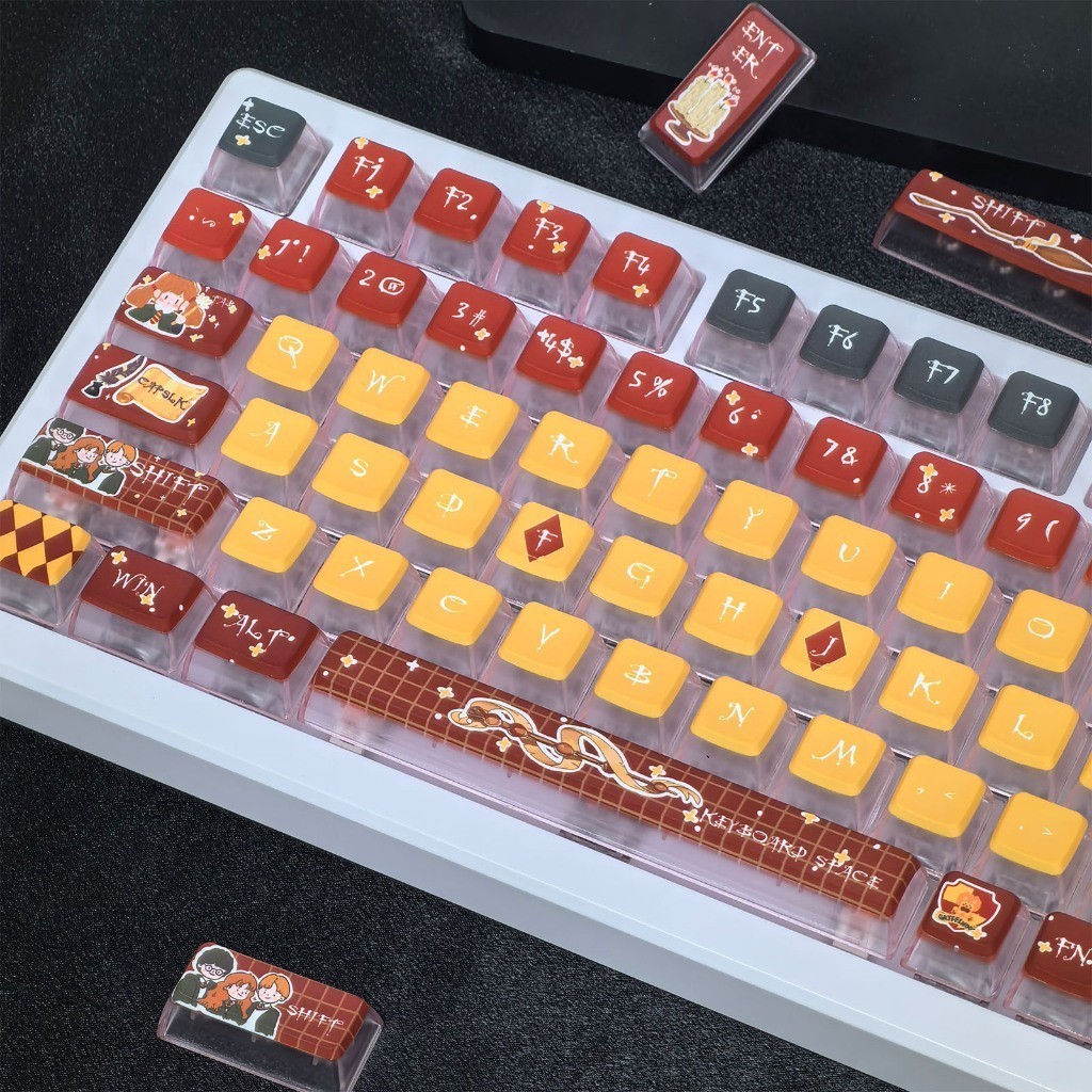 ธีม Harry Potter พุดดิ้งโปร่งแสง Keycaps 116 คีย์ ASA โปรไฟล์ Retro ...