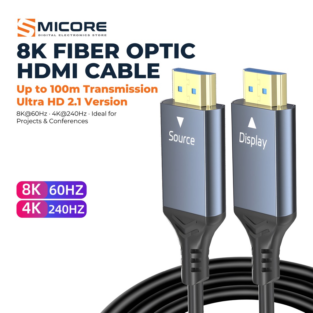 HDMI2.1 สายไฟเบอร์ออปติก 8K/4K Ultra-Definition Video Cable Long ...