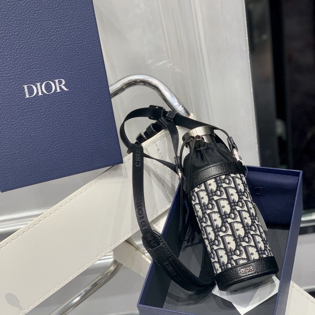 D Letter Thermos Cup Cloth + Leather Travel Crossbody Water Cup Limited ...