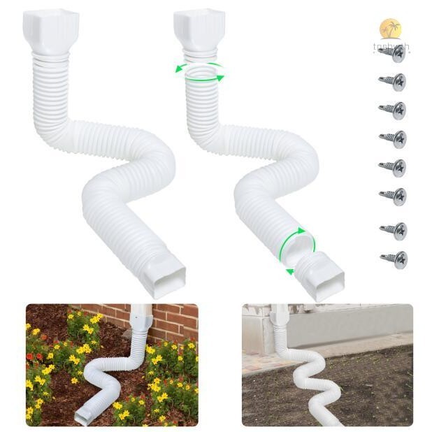 Aoresac White-2pack Rain Gutter Downspout Extensions ยืดหยุ่น/Drain ...