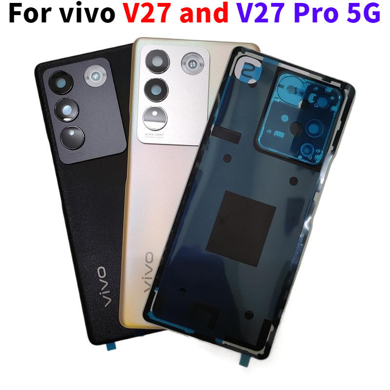 กระจกปกหลังสําหรับ vivo V27 และ V27 Pro 5G ฝาครอบแบตเตอรี่ด้านหลังแผง ...