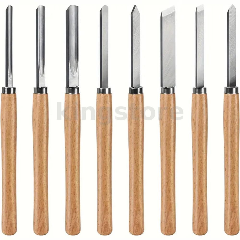 8pcs Professional Woodturning Chisels ชุดความเร็วสูงใบมีดเหล็กเครื่องกลึง Chisel ชุด Skew ...