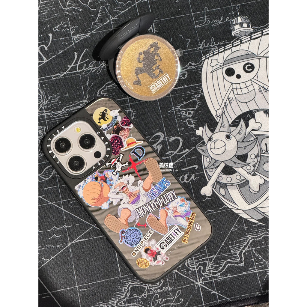 Casetify X ONE PIECE 25th หมวกฟางลูกเรือสติกเกอร์แม่เหล็กดูด Black & Sliver กระจก IPhone กรณี ...
