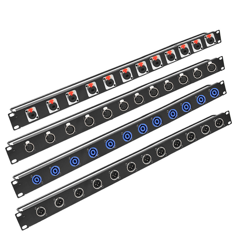 1u 19 นิ้วตู้ Rack Mount Patch แผง 8 12Way Channel 6.35 มม.แจ็ค XLR ชาย ...