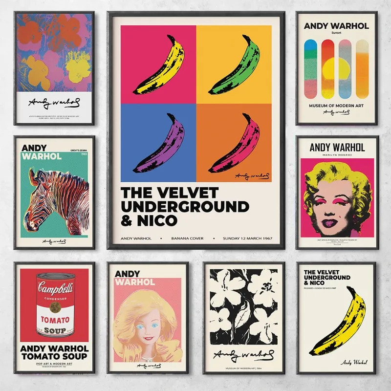 Andy Warhol งานศิลปะโปสเตอร์กล้วยภาพวาดผ้าใบสีสันสดใส Pop Art ภาพวาด ...