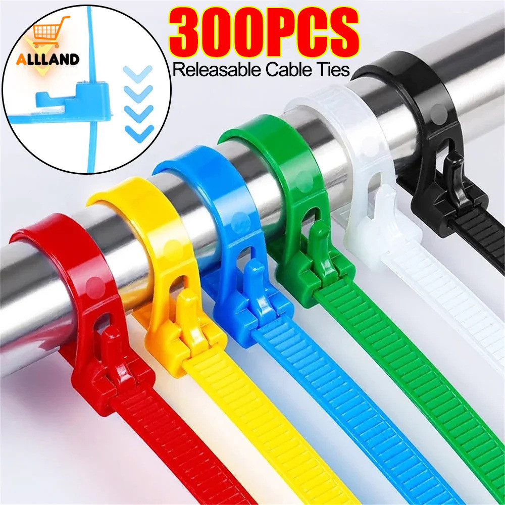 300 ชิ้นที่มีสีสัน Releasable ไนลอน Binding Straps - Self-locking ...
