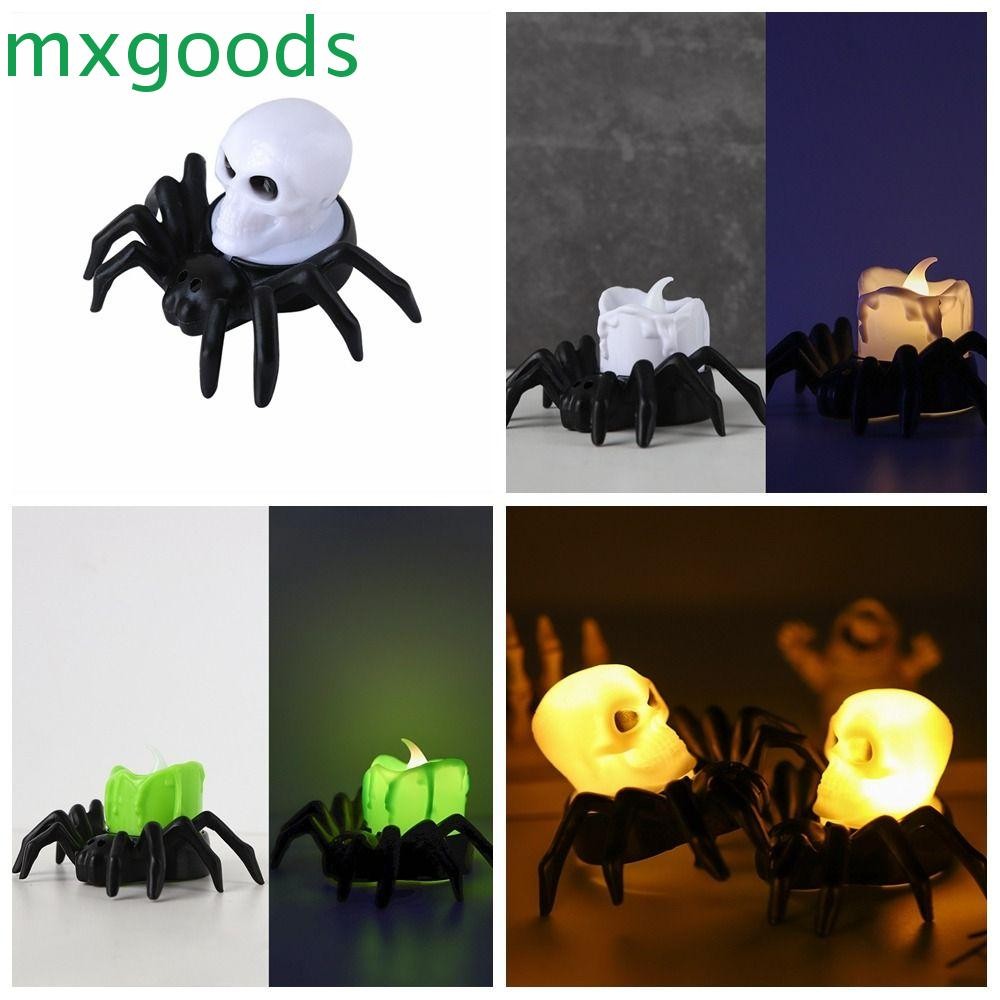 Mxgoods ไฟแมงมุม, โคมไฟฮาโลวีนเทียนหัวกะโหลก, ไฟกลางคืน LED เรืองแสงขนาดเล็กสําหรับตกแต่งปาร์ตี้ ...