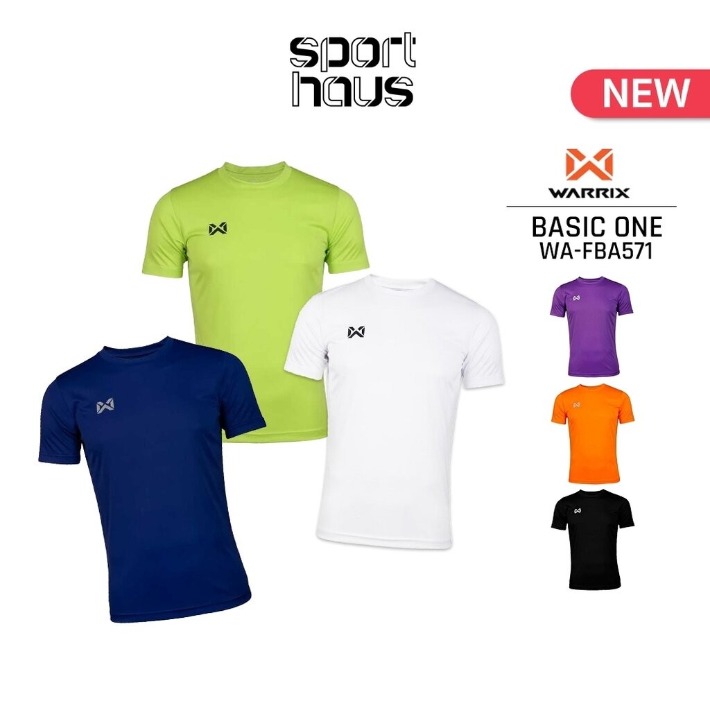 WARRIX เสื้อฟุตบอล เสื้อคอกลมสีล้วนรุ่น Basic One (WA-FBA071, FBA571) สีดำ/กรมท่า/เขียวสะท้อนแสง ...