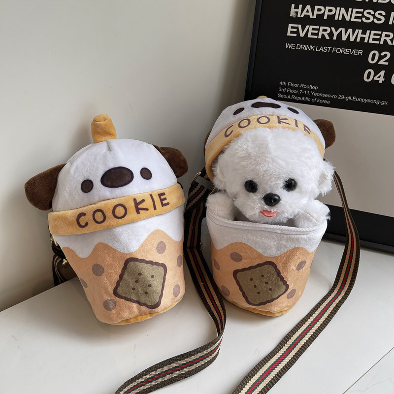 Puppy Plush Bag Ladies One-Shoulder Messenger Bag Teacup Dog One ...