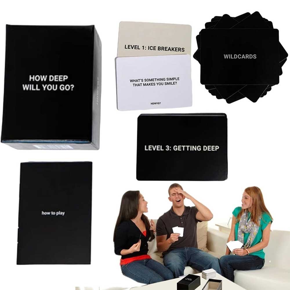 How Deep Will You Go? Questions Card Game, Deep Conversation Cards Game ...