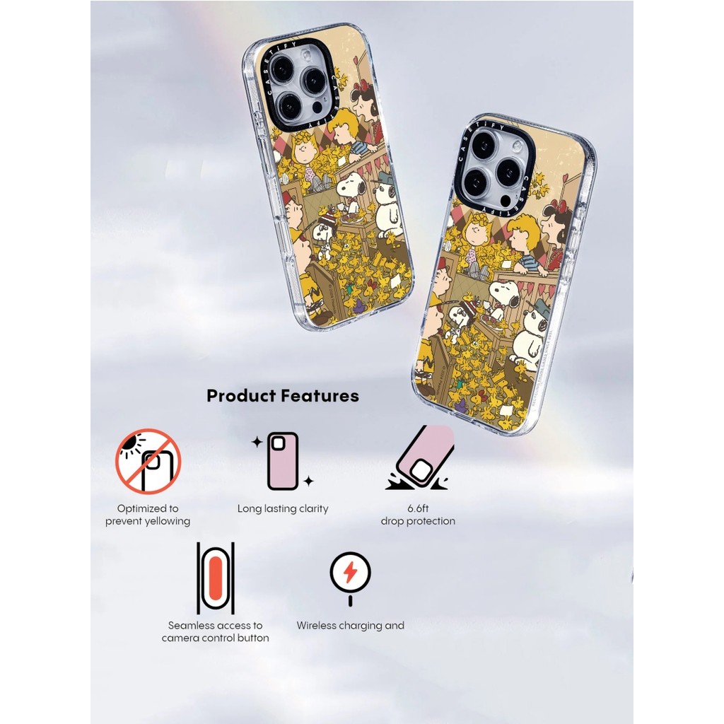 Casetify X Snoopy Conference แม่เหล็กดูดอะคริลิคใสกลับ TPU Edge กรณีเคสโทรศัพท์ Impact สําหรับ ...