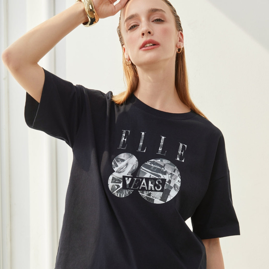 ELLE เสื้อยืด ผ้า COTTON แขนสั้น ทรง CROP สายกราฟฟิค ELLE LIMITED ...