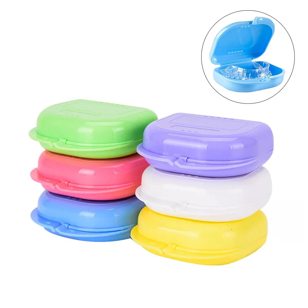 in stockColorful Dental Retainer Mouthguard กล่องเก็บฟันปลอมพร้อมรู ...