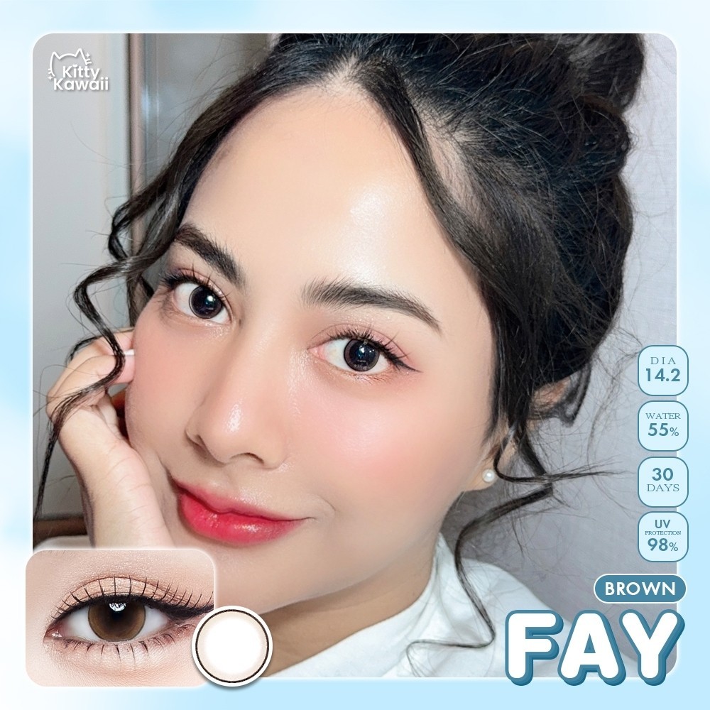 คอนแทคเลนส์(มินิ) Fay Brown / Gray (Kitty Kawaii) ⭐️ลายฮิต ขายดีมาก ...