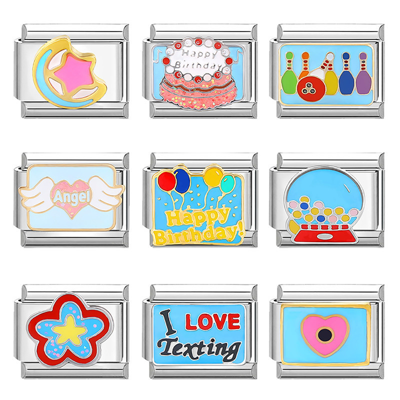 Blue Series Sweet Cake Charm Bracelet Link Diy Fashion Retro Module ...