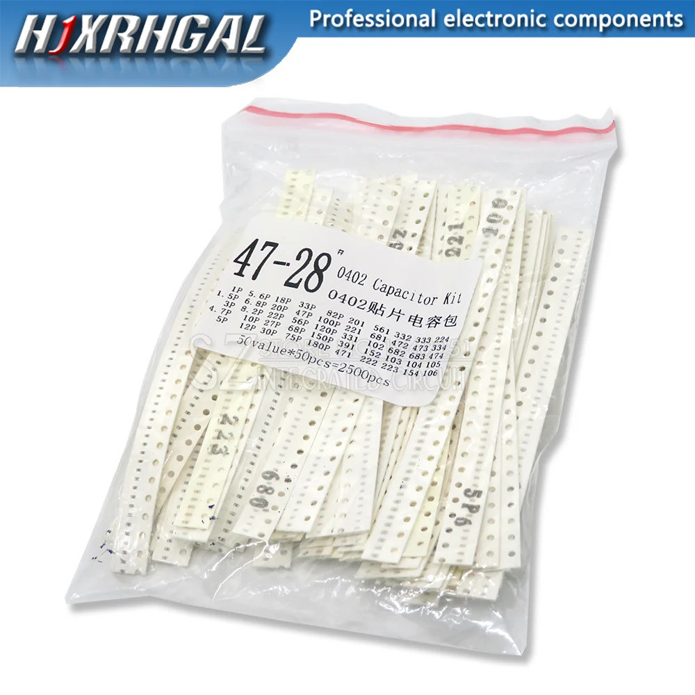 0402 ตัวเก็บประจุเซรามิก SMD ชุดสารพัน 1pF ~ 10uF 50 ค่า*50PCS ...
