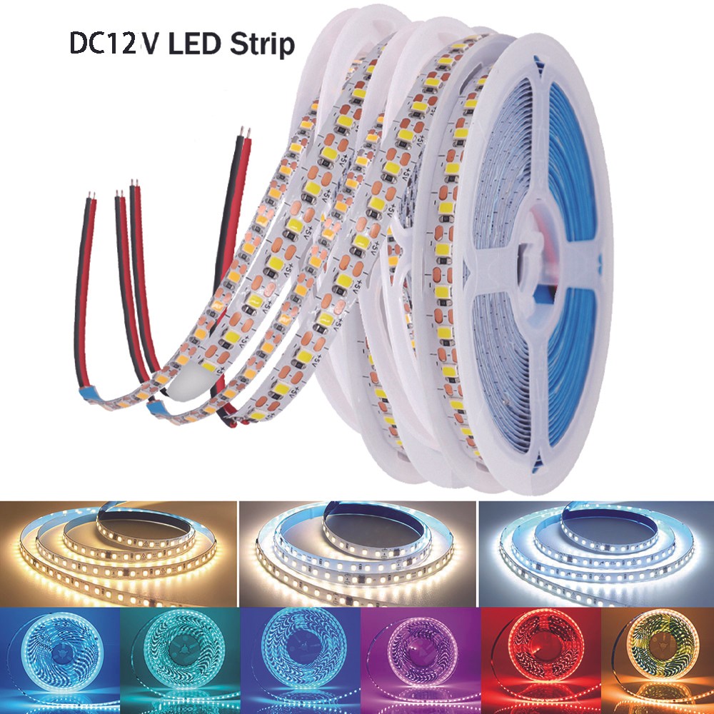 5m ไฟ LED Strip AC 12V 2835 120 LEDs เชือกริบบิ้นแบบยืดหยุ่นไฟเทป 9 สีตกแต่งบ้าน | Shopee Thailand