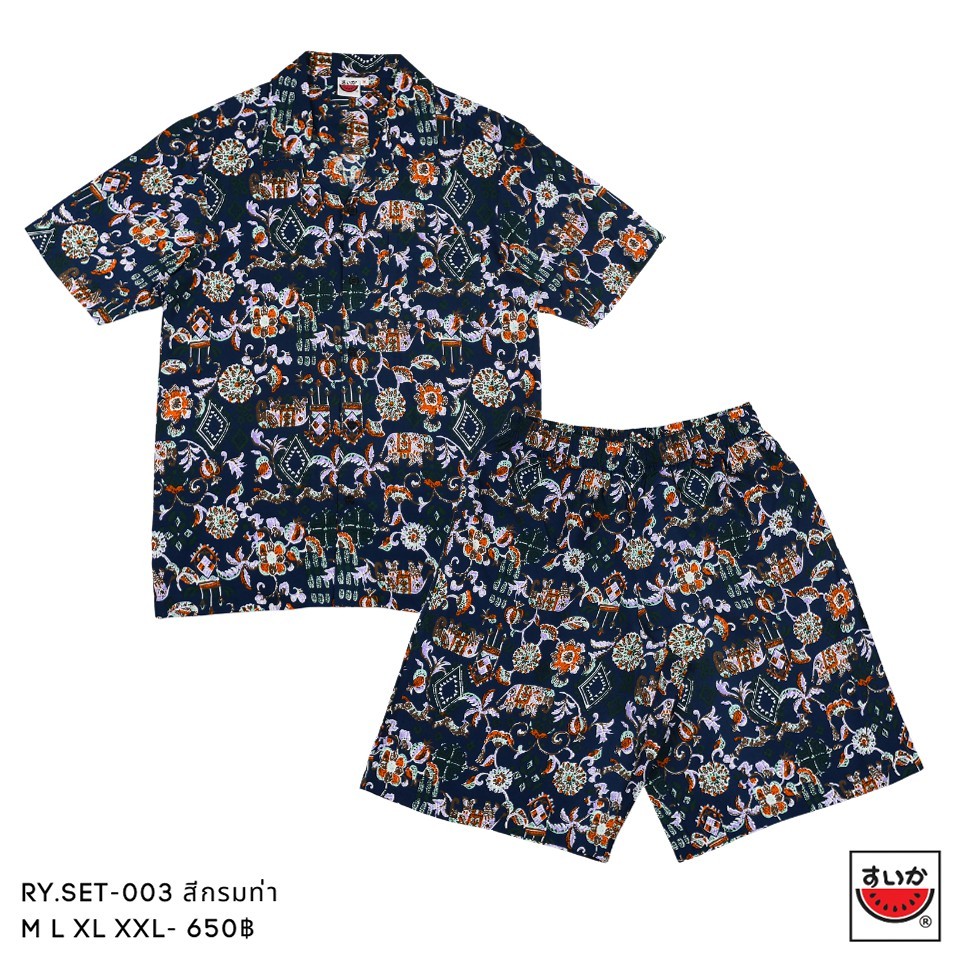 แตงโม (SUIKA) - เสื้อคอปกฮาวายผ่าหน้า มาพร้อมกางเกงขาสั้น เอวยืด (RY ...