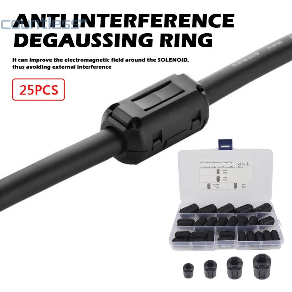 25 ชิ้น Ferrite Core แหวน Clamp Kit 3.5 มม./5 มม./7 มม./9 มม.ตัวกรอง ...