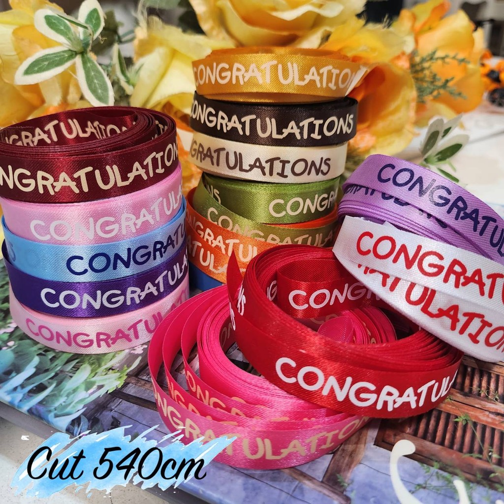มีหลายสีให้เลือก 13mm ริบบิ้น ผ้าต่วน Congratulations Ribbon ขนาดเล็ก ...