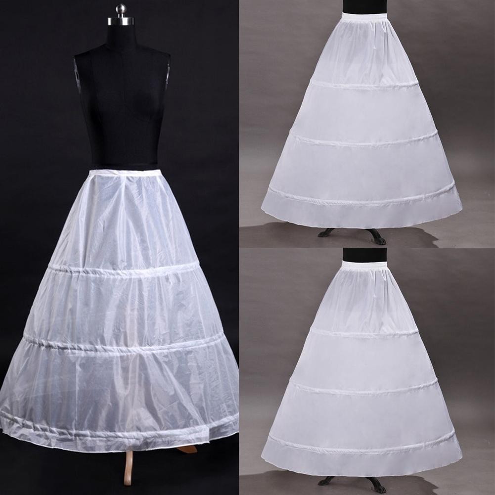 สีขาว 3 Hoop Crinoline กระโปรงสําหรับ Ball Gown Vintage กระโปรงยาว ...