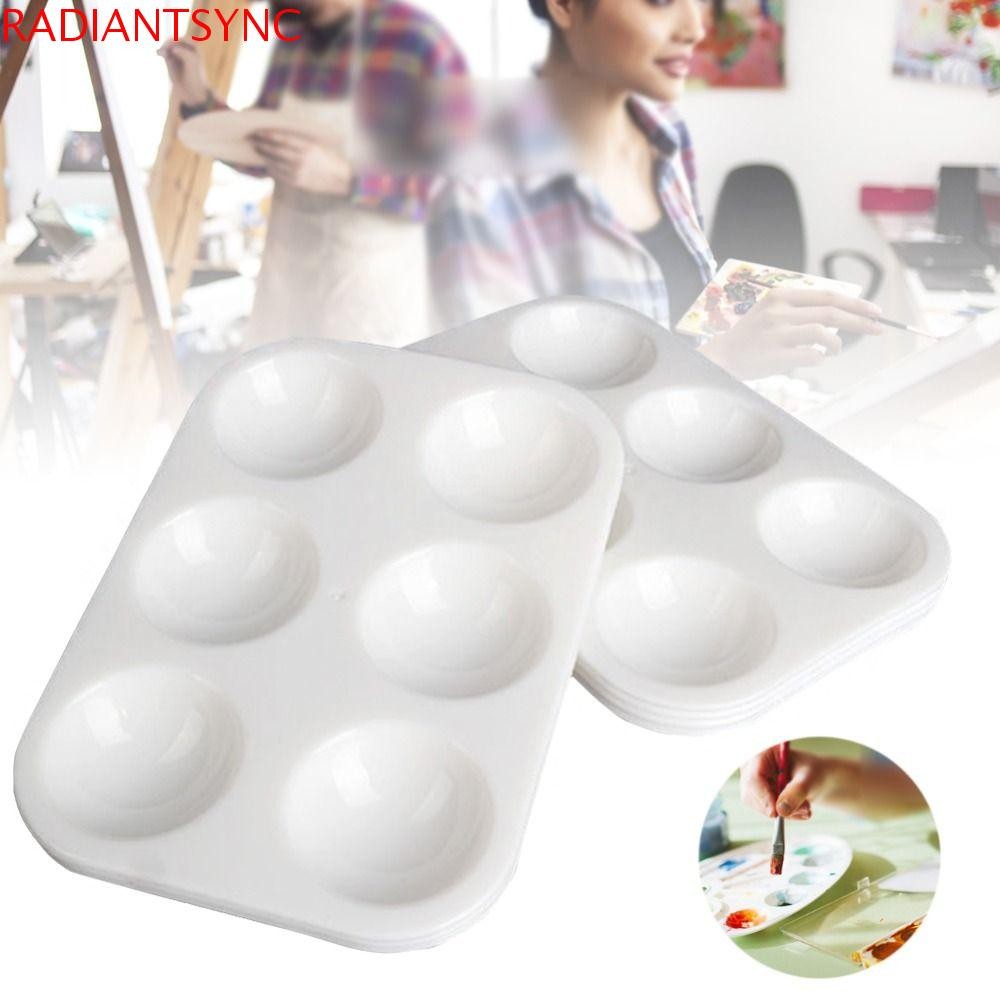 RADIANTSYNC จานสีน้ํา 10 ชิ้น, ถาดวาดภาพสีขาวพลาสติก, สีกราฟฟิตี้สี่เหลี่ยม 6 รอบ Wells ถาดสี ...