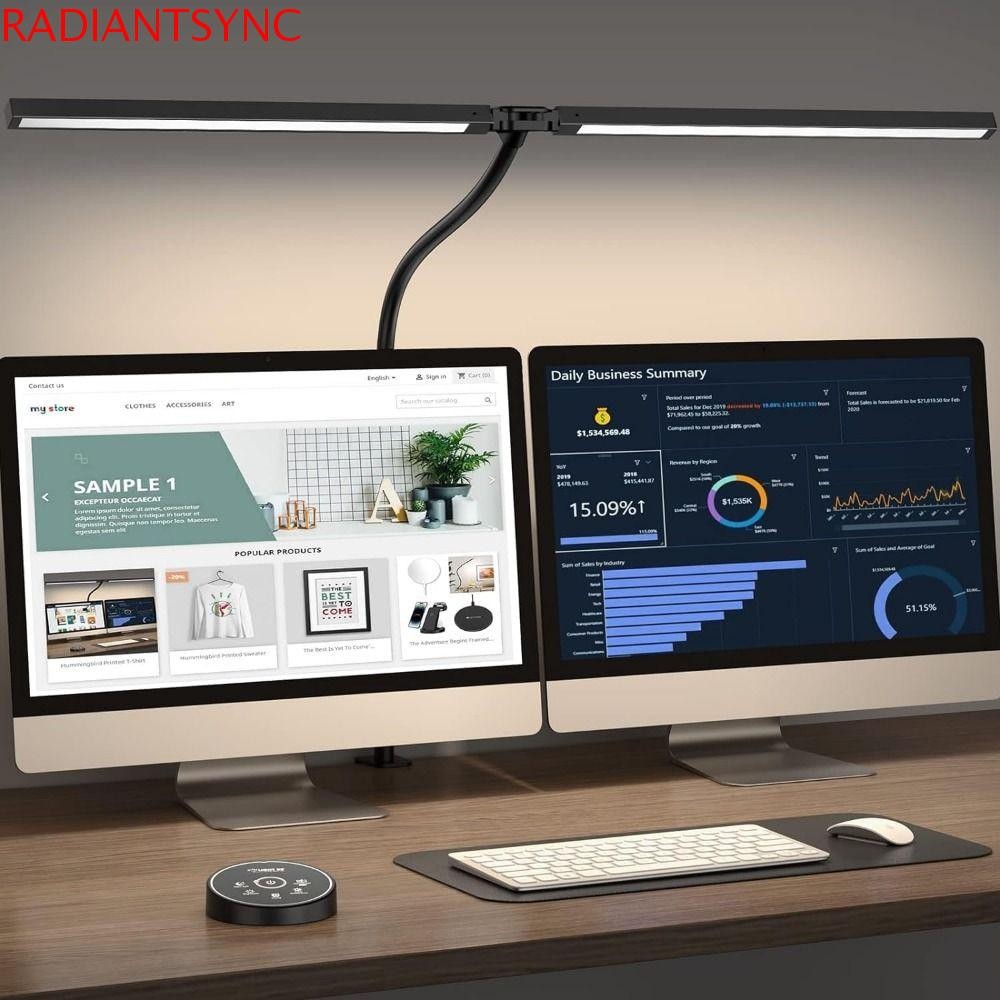 RADIANTSYNC โคมไฟตั้งโต๊ะ, โคมไฟตั้งโต๊ะ Led สองหัวสว่างเป็นพิเศษ, ยืดหยุ่น 3 โหมดสีปรับอะแดปเต ...
