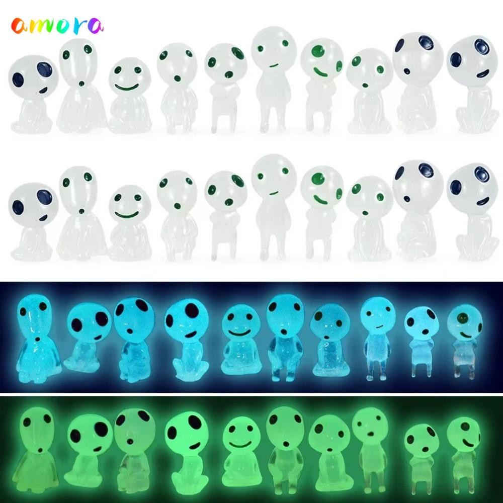 AMORA 10 ชิ้น Luminous Elves Alien, อุปกรณ์ตกแต่งพืช Mini Alien ตุ๊กตา ...