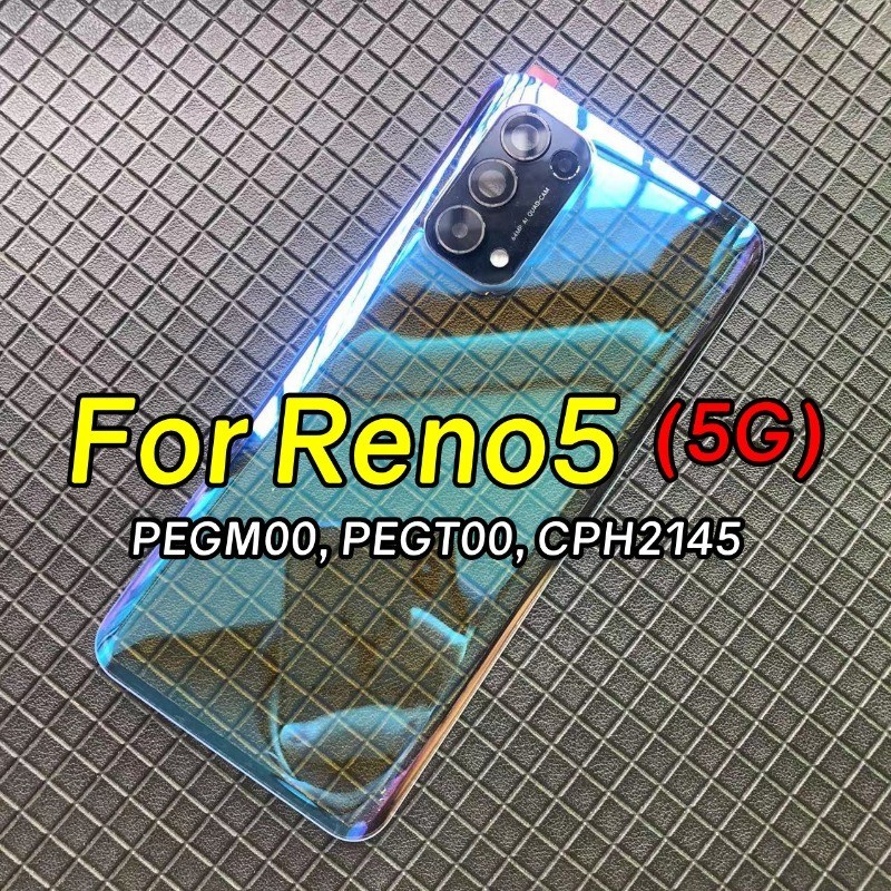 กระจกใสแบตเตอรี่ฝาหลังสําหรับ OPPO Reno5 5G CPH2145 ด้านหลังแผงประตู ...